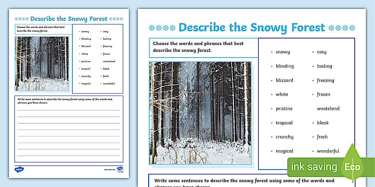 Describe the Snowy Forest Writing Activity (Teacher-Made)