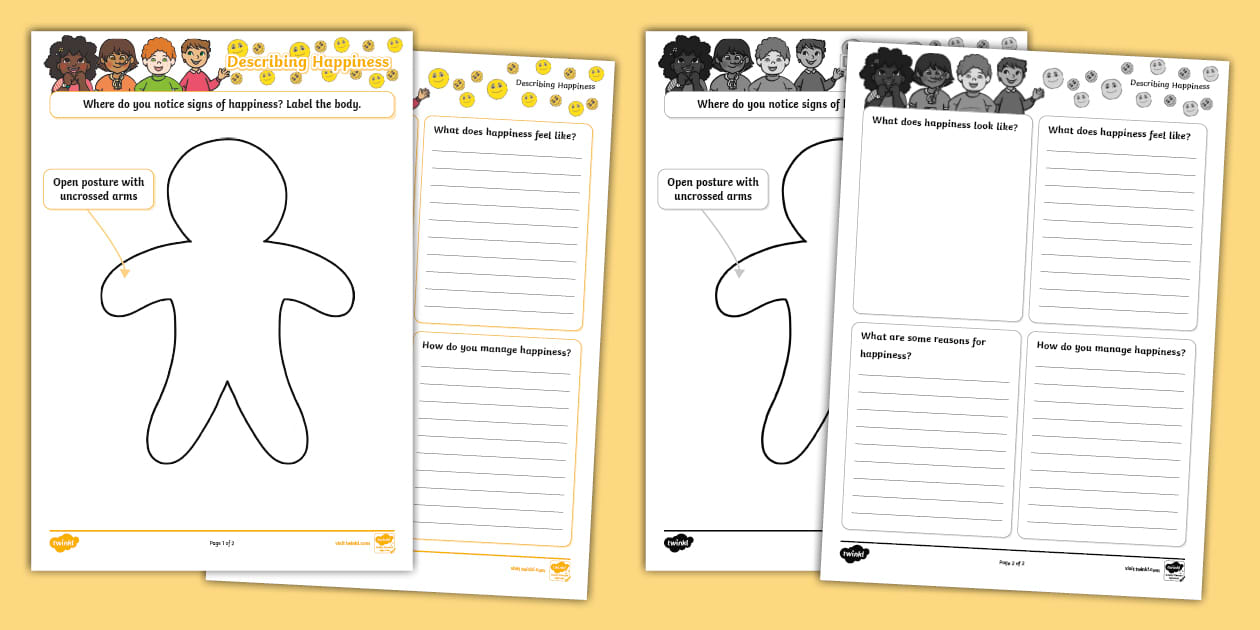 * NEW * Describing Happiness Activity Sheet - PSHE - Twinkl