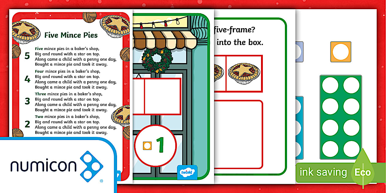 FREE! - 👉 Numicon Shapes Five Mince Pies Christmas Song Activity Pack