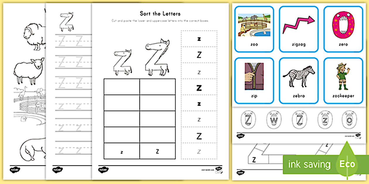 Letter Z Worksheet and Activity Pack for PreK-K - Twinkl