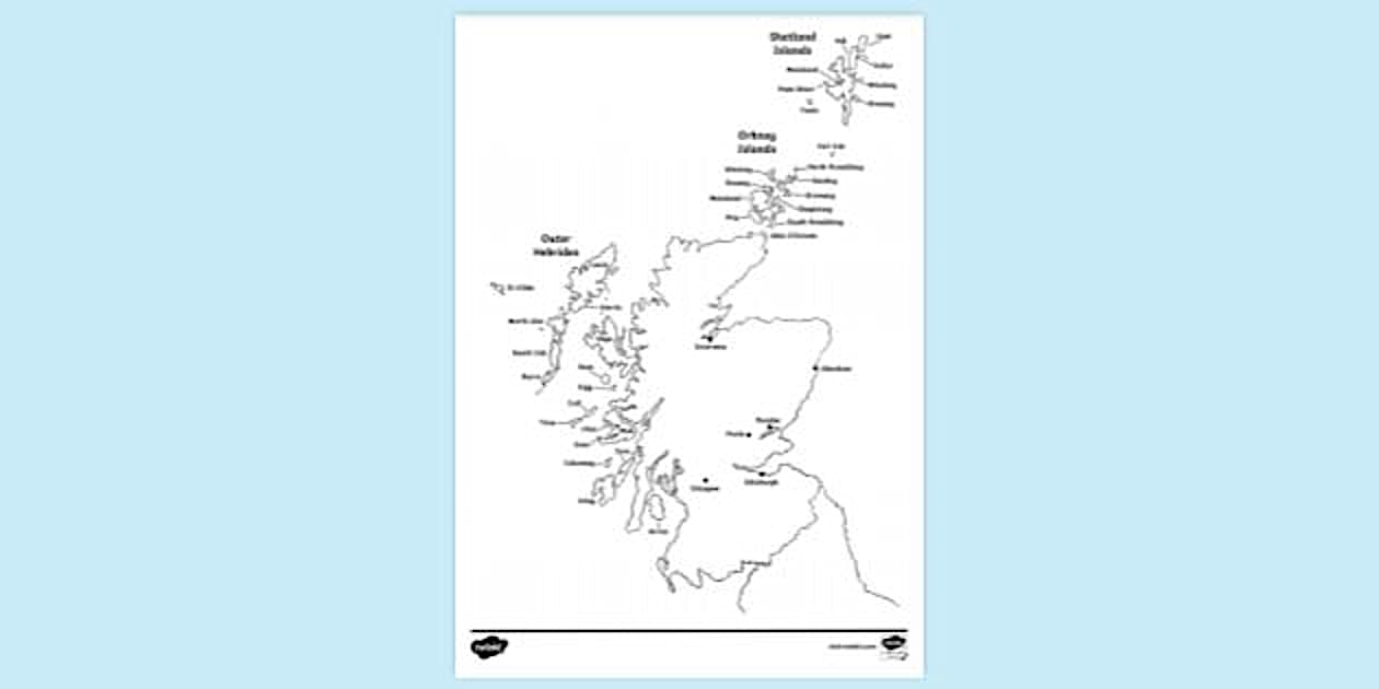 Labelled Scotland & Islands Map Colouring | Colouring Sheets