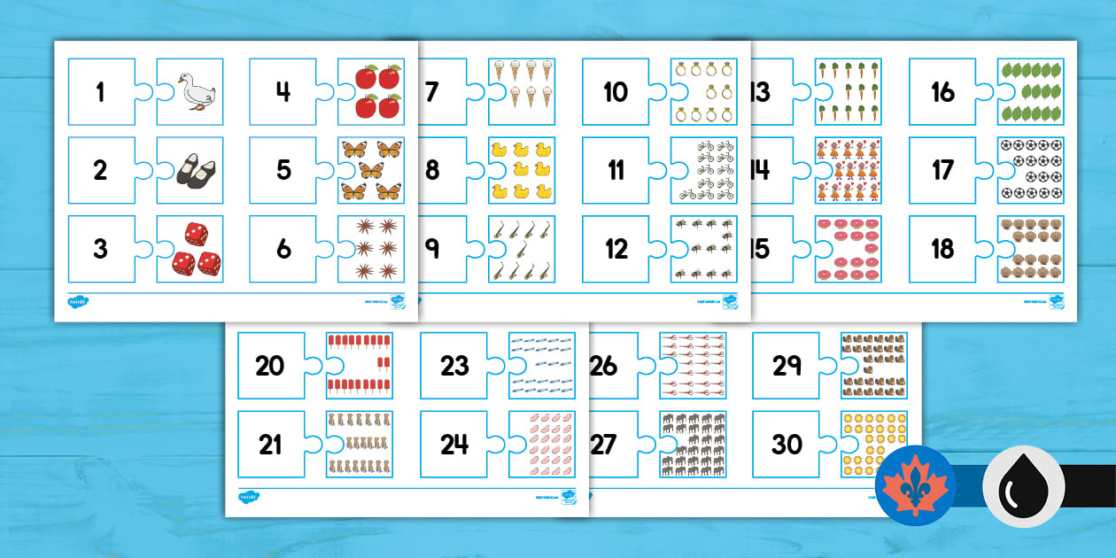 Number and Picture Matching Puzzle French (teacher made)