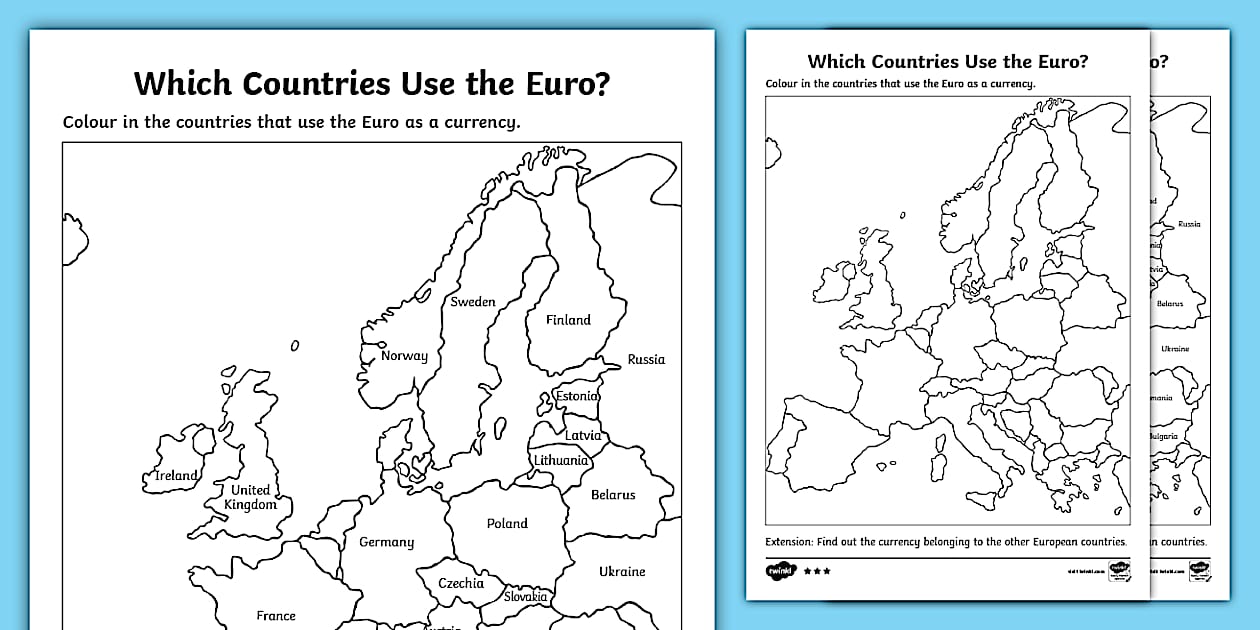 Colour in the Euro Countries Worksheet (teacher made)