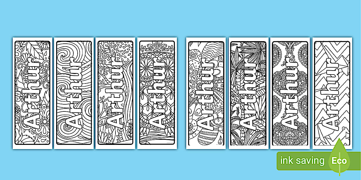 Arthur Mindfulness Name Colouring Bookmarks (teacher made)