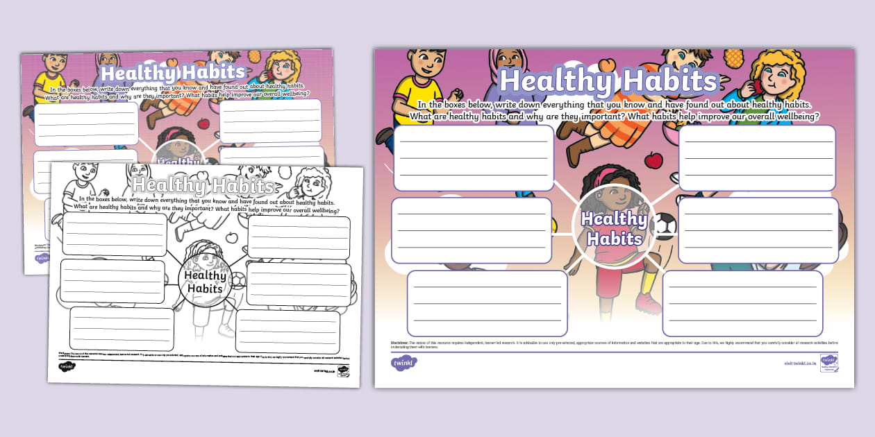 Healthy Habits Mind Map (teacher made) - Twinkl