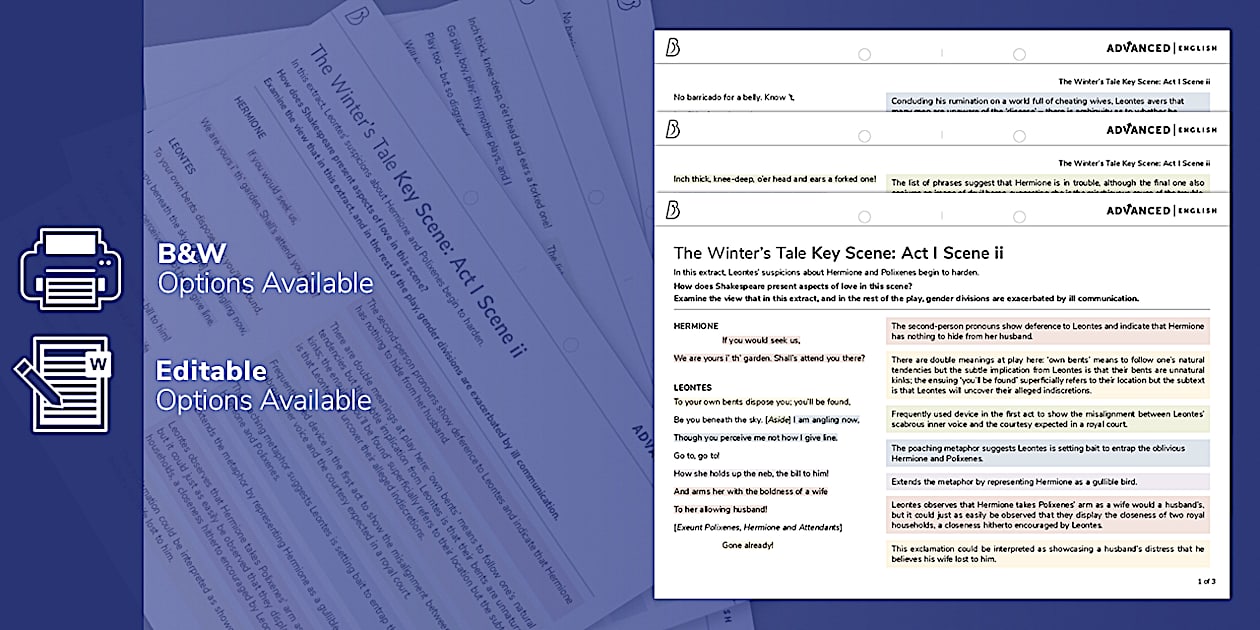 The Winter's Tale: Key Scenes - Act I Scene ii - Twinkl