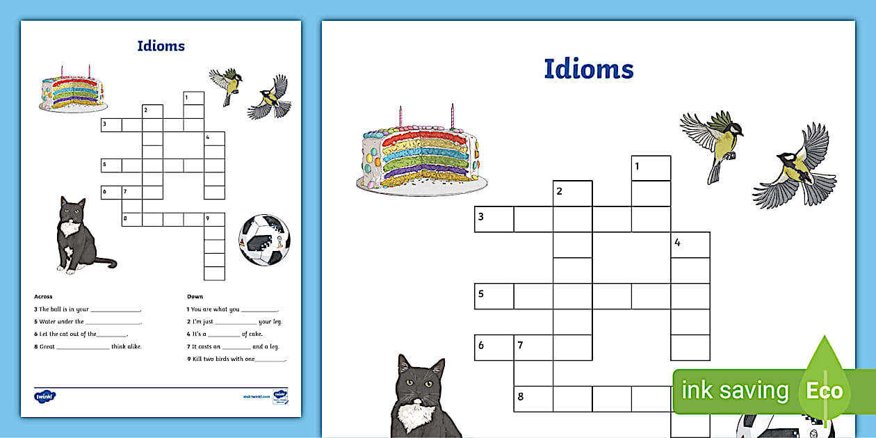 Idioms Crossword (teacher made) - Twinkl