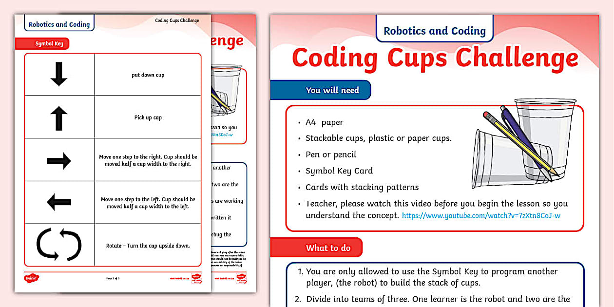 Robotics and Coding Coding Cups Challenge (teacher made)