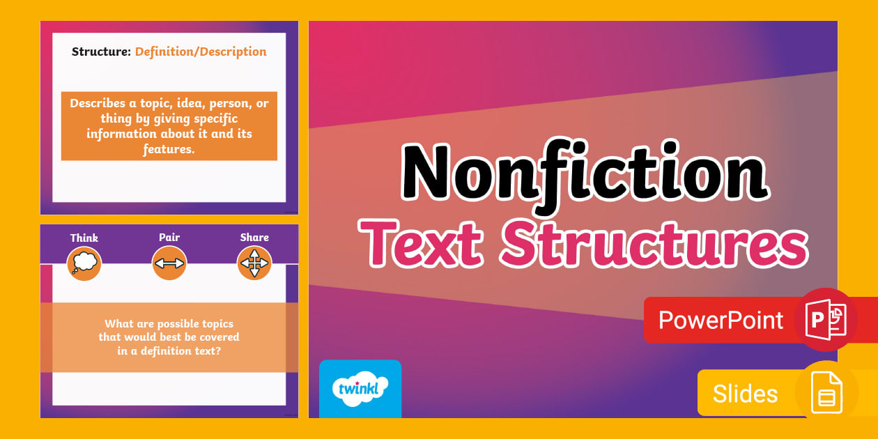 Nonfiction Text Structures PPt & Google Slides for 6-8 Gr
