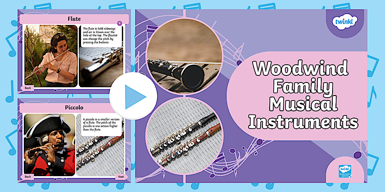 👉 Woodwind Family Musical Instrument Photo Powerpoint