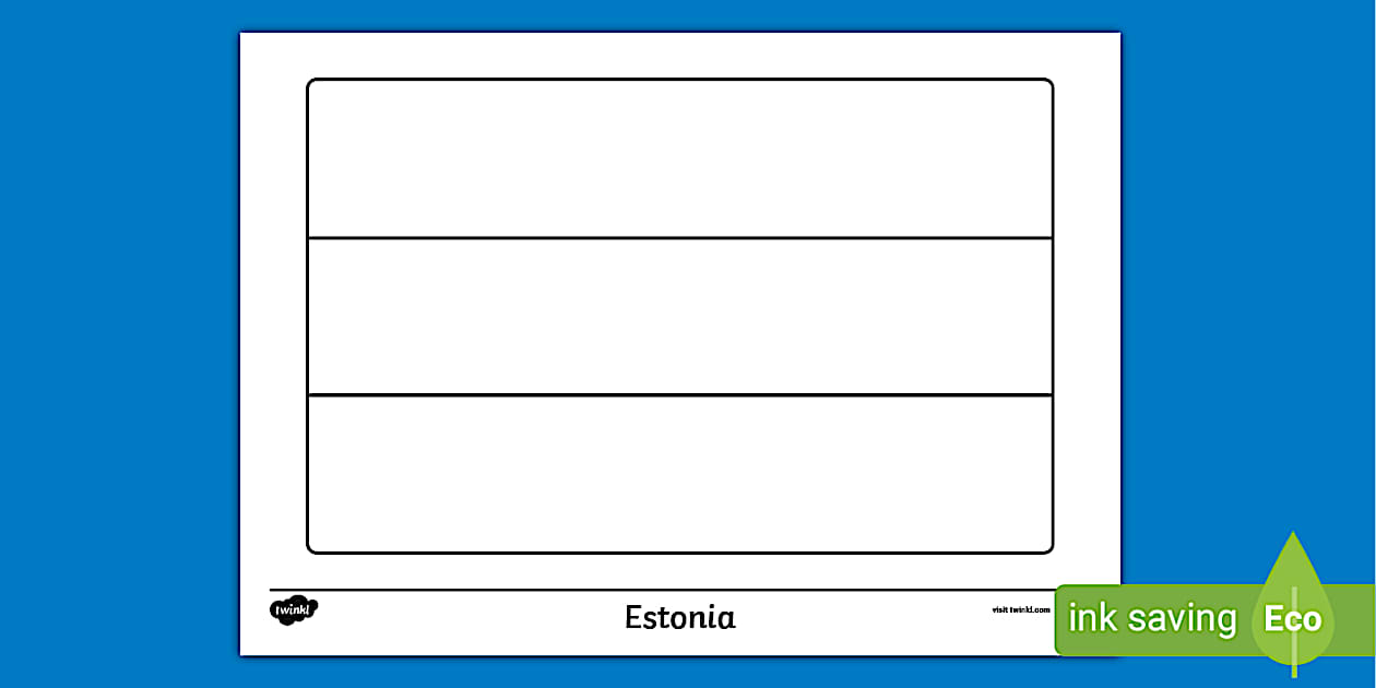 Estonia Flag Colouring Sheet - Colouring Pages | Twinkl