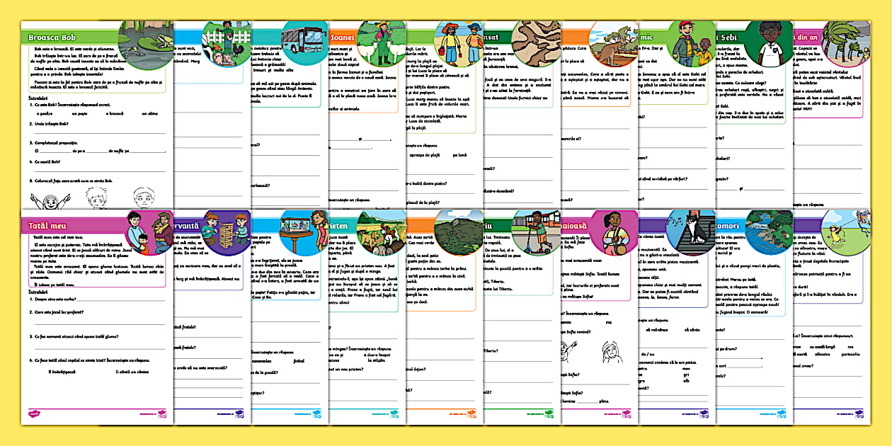 20 de fișe de lectură Clasa I - Materiale Twinkl România