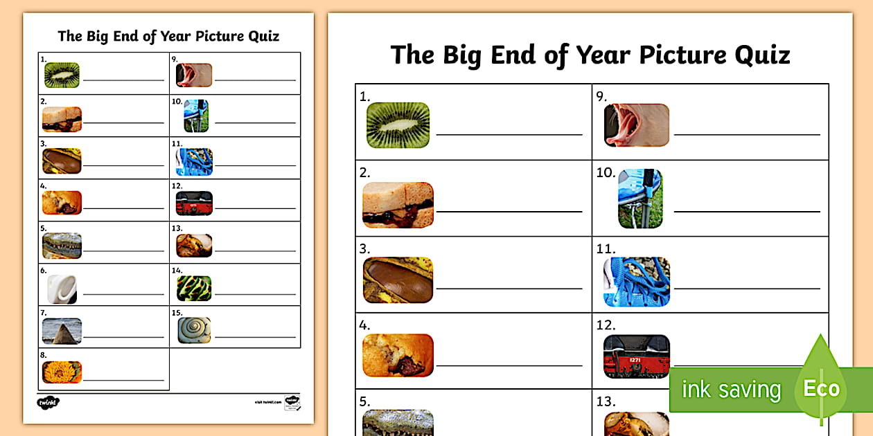 The End of Year Picture Quiz | End of Year Activities