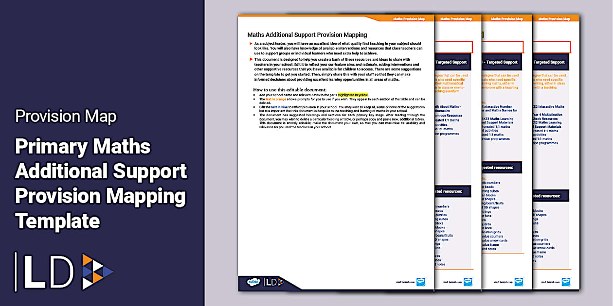 Primary Maths Additional Support Provision Mapping Template