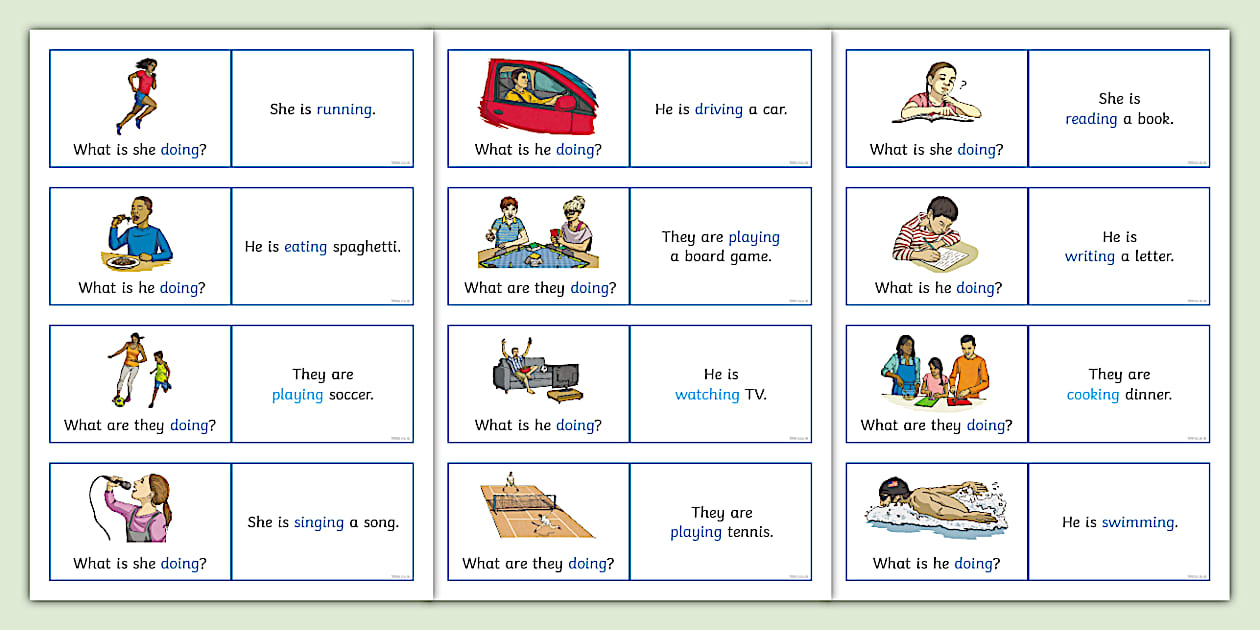 Present Continuous Matching Cards｜小四適用 - Twinkl