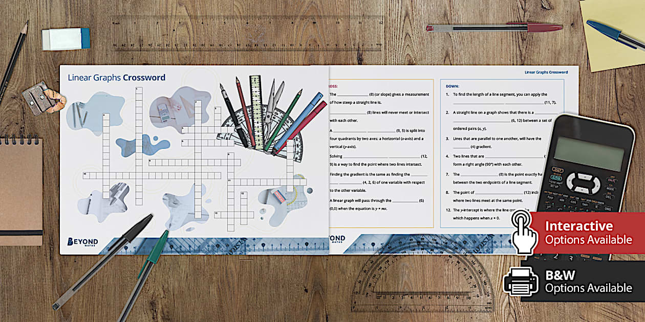 Linear Graphs Differentiated Crossword (Teacher-Made)
