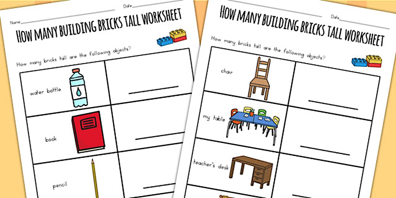 Editable How Many Building Bricks Tall Worksheet (Australia)