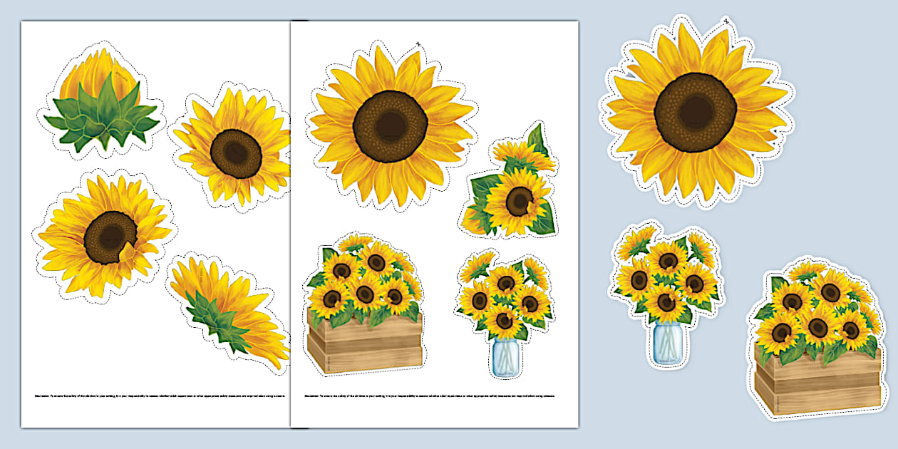 Sunflower-Themed Sunflower Cut-Outs (teacher made) - Twinkl