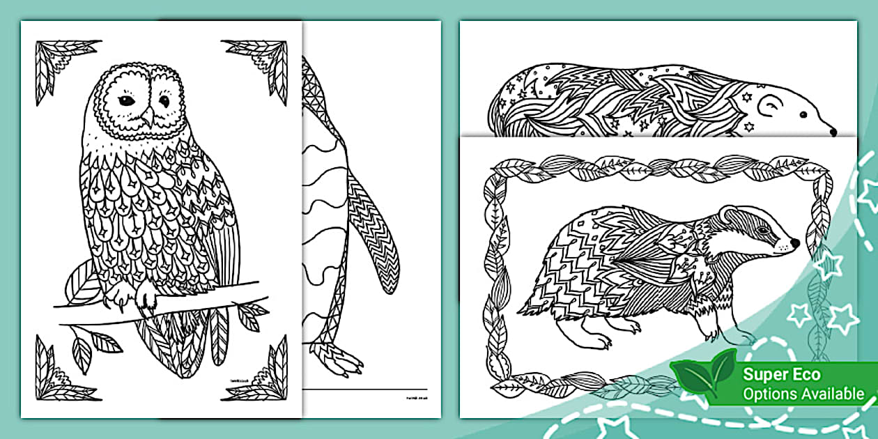 Mindfulness Colouring Pack for Parents: Animals - Twinkl