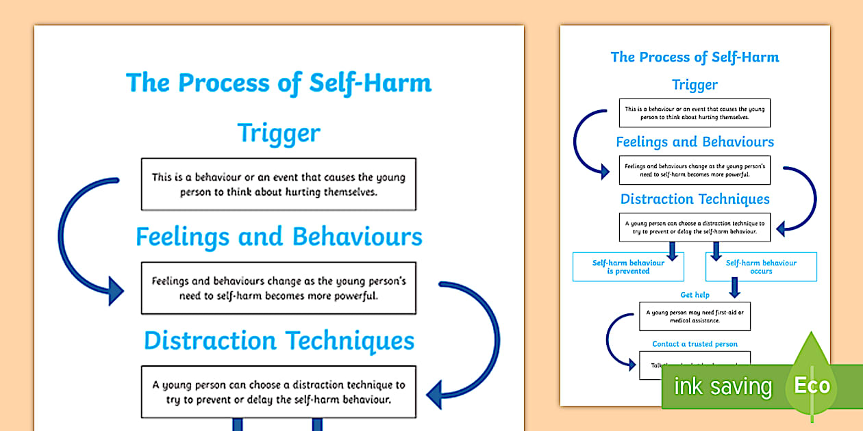 The Process of Self-Harm Flow Chart (teacher made) - Twinkl