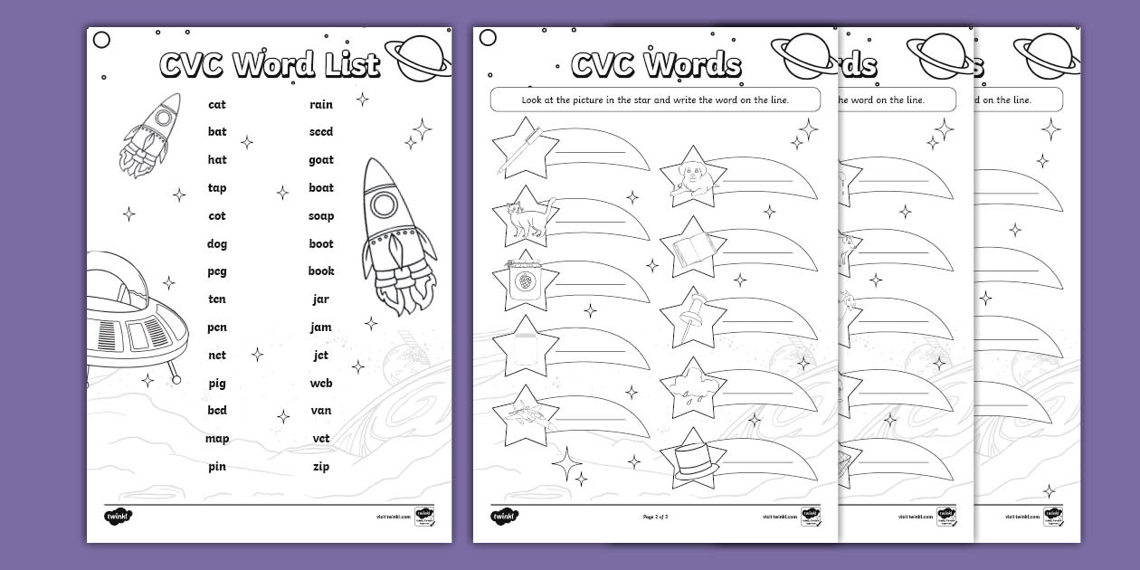 Space-Themed CVC Writing Activity (teacher made) - Twinkl