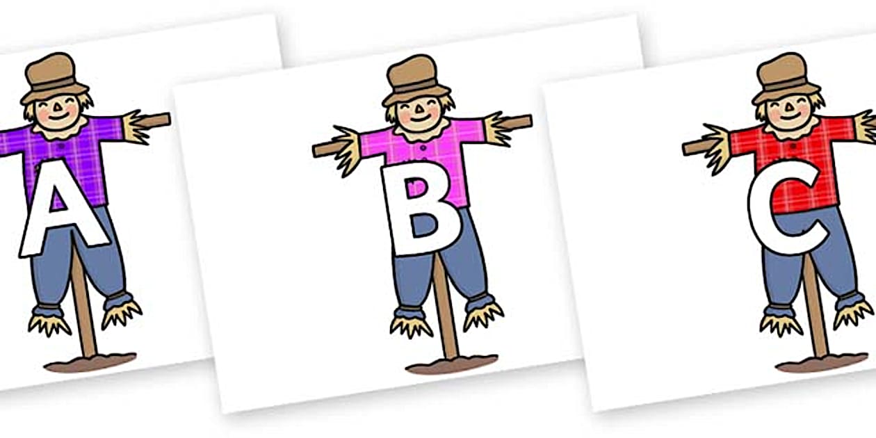 A-Z Alphabet on Scarecrows