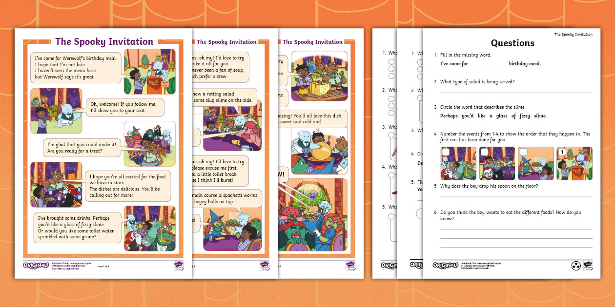 Year 1 The Spooky Invitation Reading Comprehension Activity
