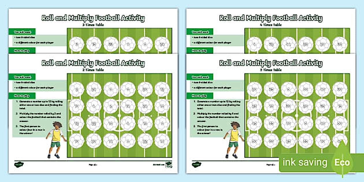 👉 KS2 Roll and Multiply Football Activity Sheets - Twinkl