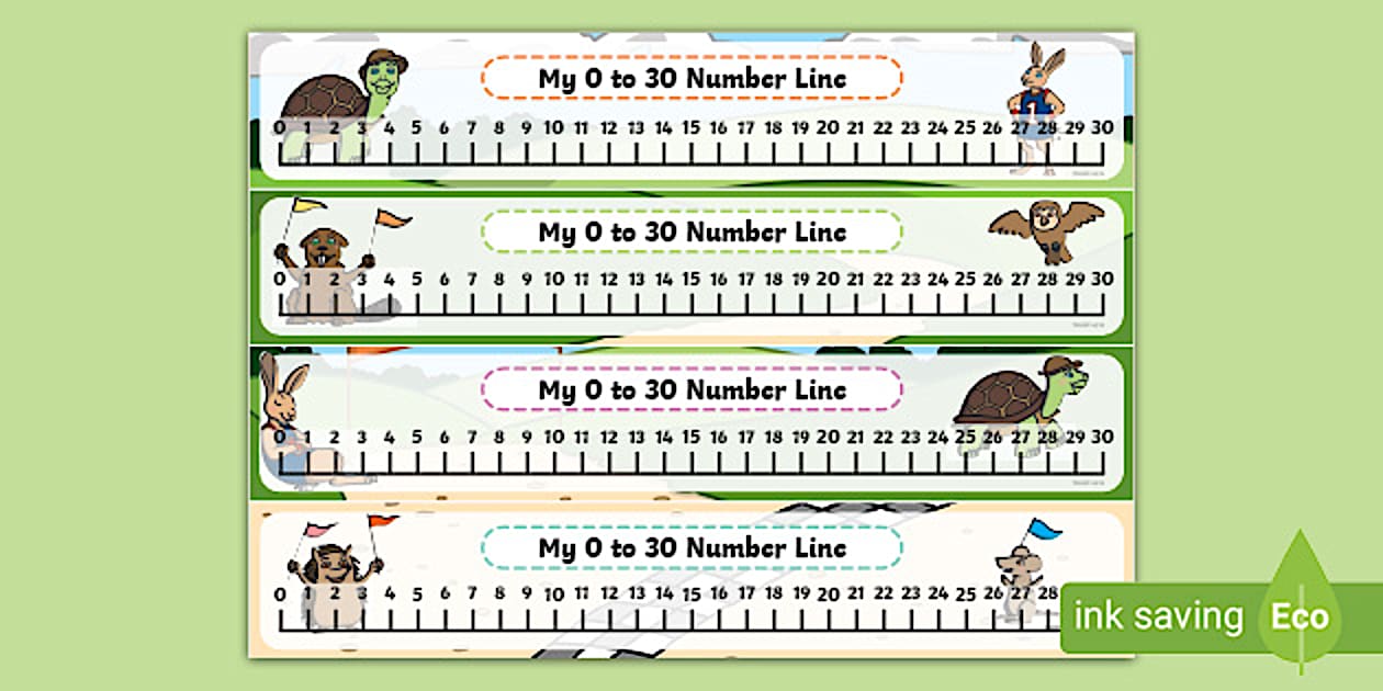 Tortoise and the Hare Number Lines 0-30 - Twinkl