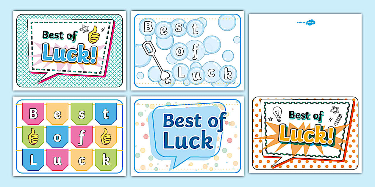 Best of Luck Greetings Card (teacher made) - Twinkl