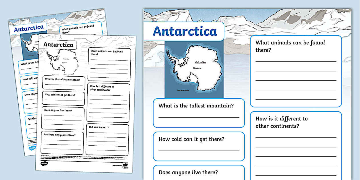 Antarctica Fact File Template, Antarctica, Continents