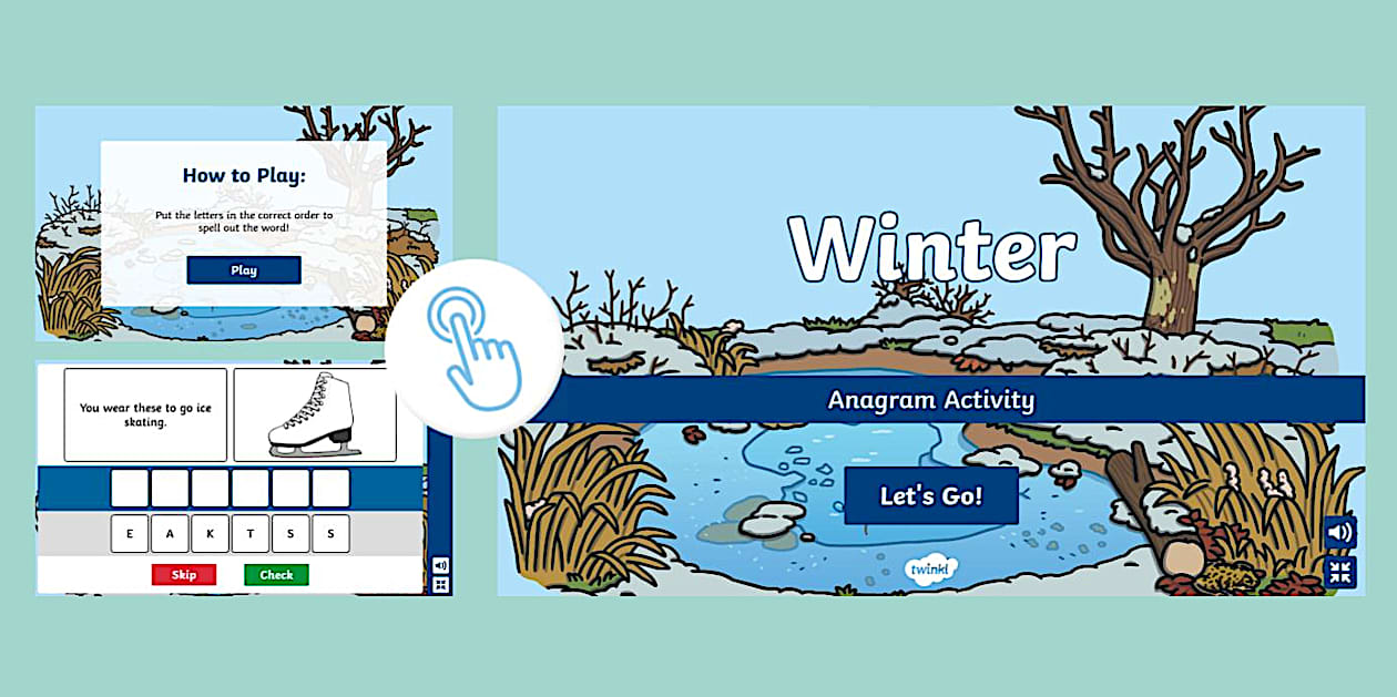 ESL Winter Interactive Anagram Activity [Kids, A2-B1]