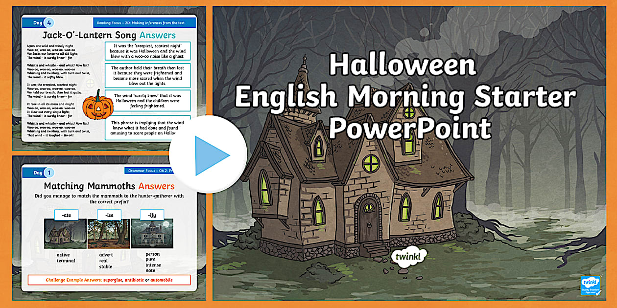 UKS2 Halloween English Morning Starter PowerPoint - Twinkl