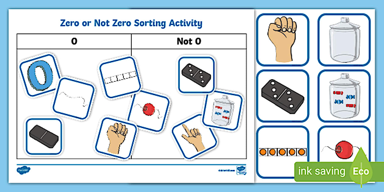 👉 Zero or Not Zero Sorting Activity (teacher made)