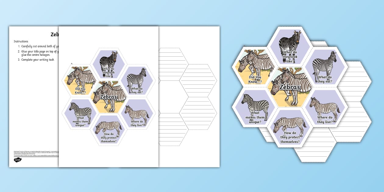 Zebra Hexagon Writing Template (teacher made) - Twinkl