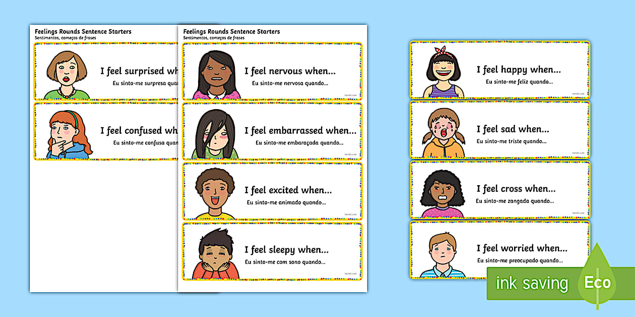 Feelings Rounds Sentence Starters English/Portuguese