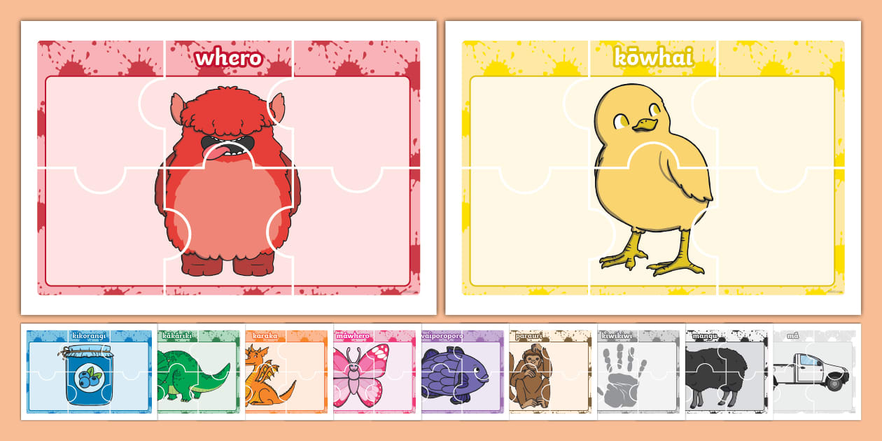 Colours Jigsaw Puzzles - Te Reo Māori (teacher made)