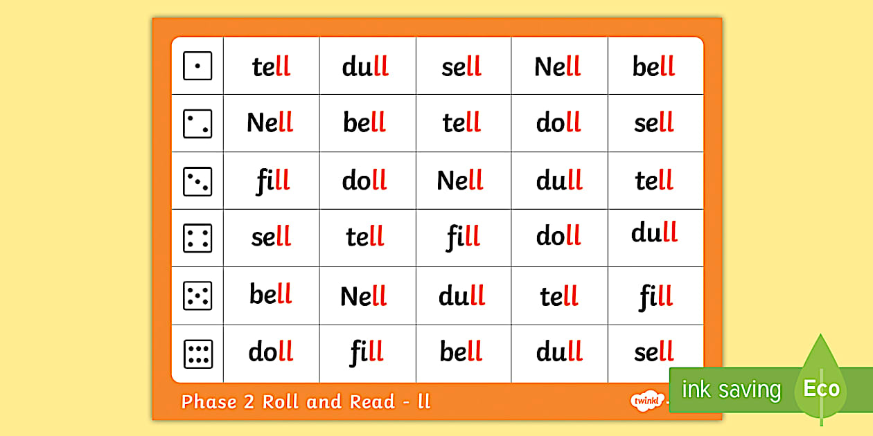 Editable Phase 2 ll Phoneme Roll and Read Mat - Twinkl
