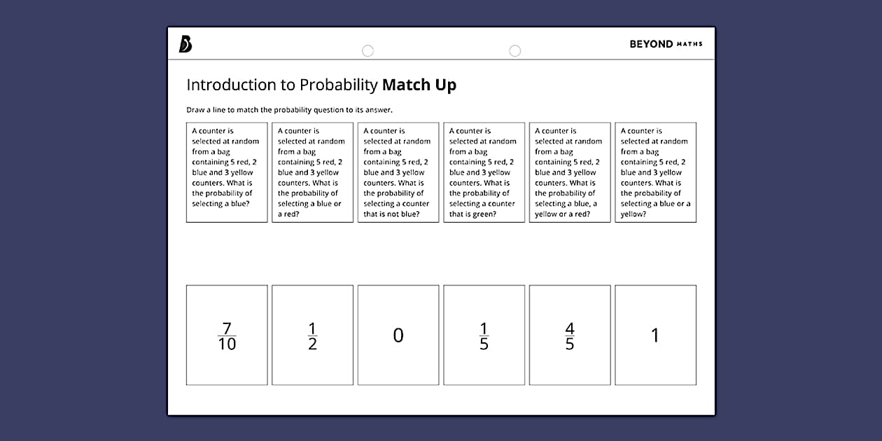 👉 Introduction to Probability Match Up - Twinkl