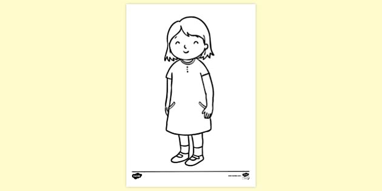 Girl In Summer Dress Colouring Sheet (teacher made) - Twinkl