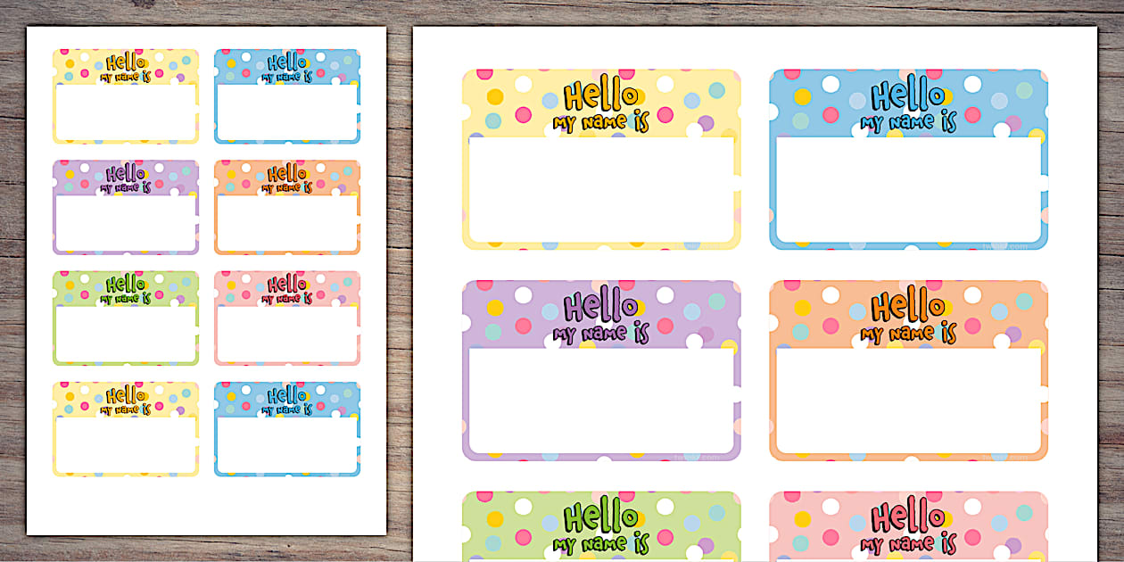 Polka Dot Pattern Name Tags | Twinkl Party (teacher made)