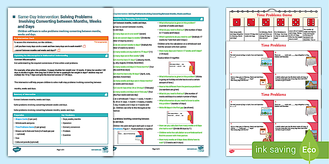 👉 Y5 Intervention: Solving Problems Months, Weeks and Days