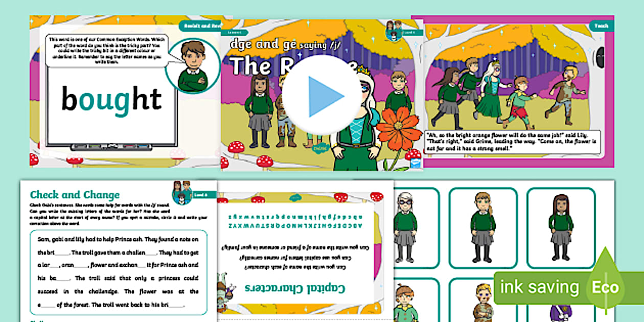 ‘dge' and ‘ge’ saying /j/ Lesson Pack (teacher made)