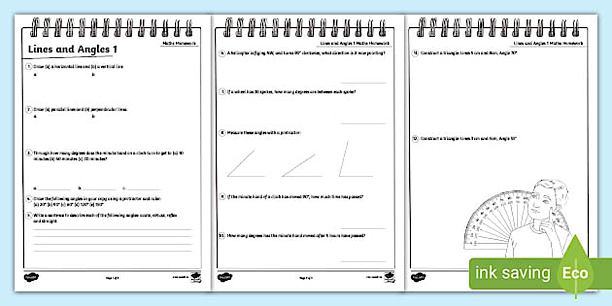 Maths Homework – Lines and Angles 1 (teacher made)