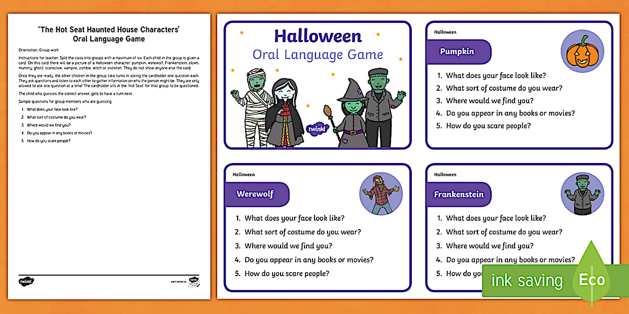 Halloween Haunted House Hot Seat Oral Language Role Play Language Cards