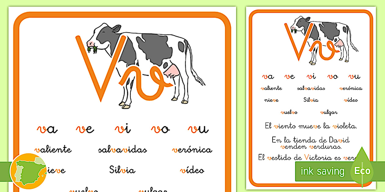 Cartilla de lectura letra V (teacher made) - Twinkl