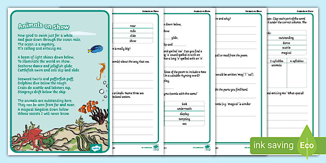 Animals on Show Poem Pack (teacher made) - Twinkl