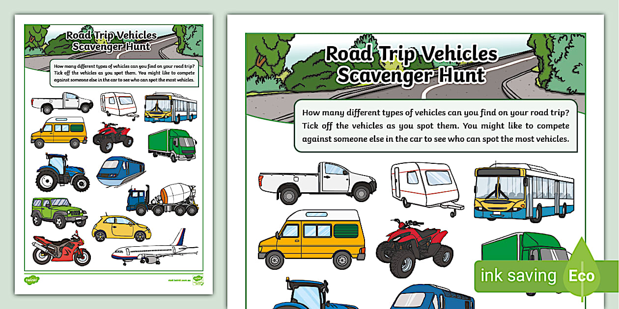 Road Trip Vehicles Scavenger Hunt (teacher made) - Twinkl