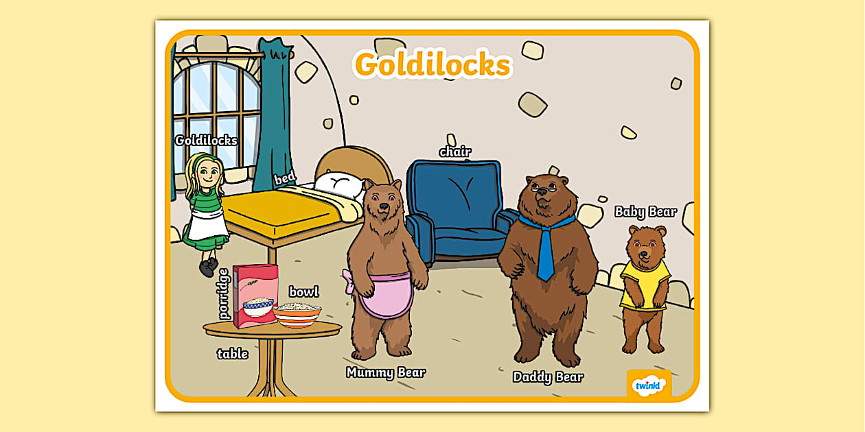 Precursive Goldilocks and the Three Bears Scene Word Mat