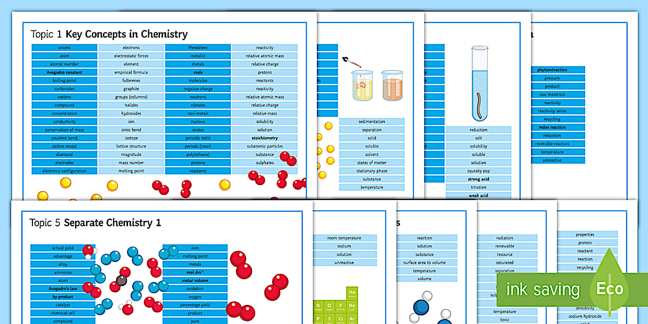 Edexcel Chemistry Word Mats Topics 1-9 (teacher made)